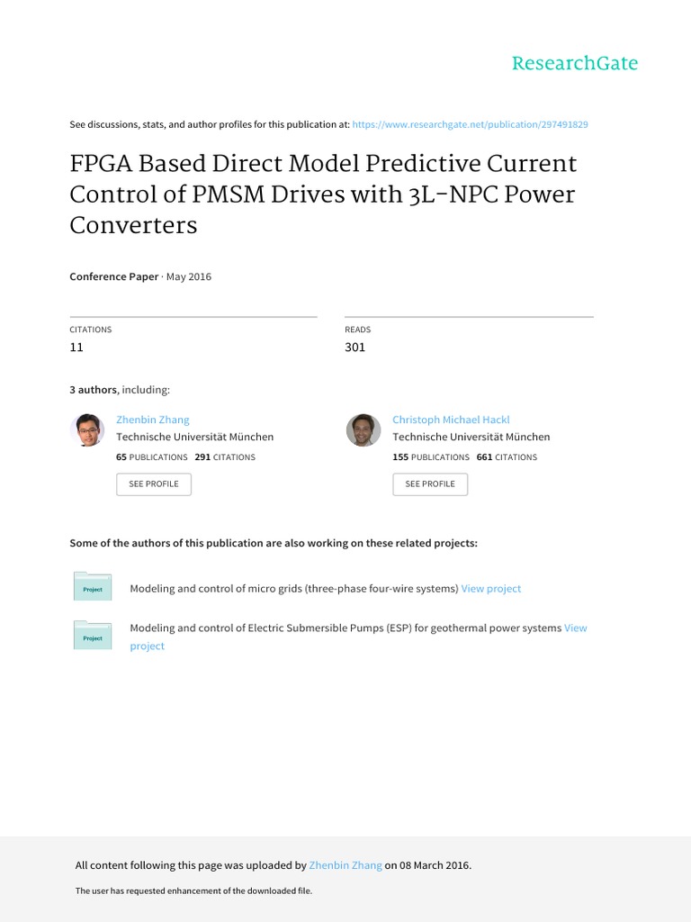 FPGA Based Direct Model Predictive Current Control of PMSM Drives With 3L-NPC Power Converters ...