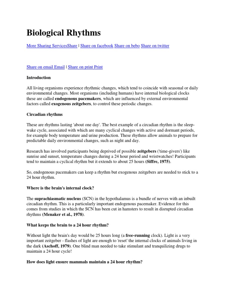 Understanding Biological Rhythms | PDF | Circadian Rhythm | Sleep