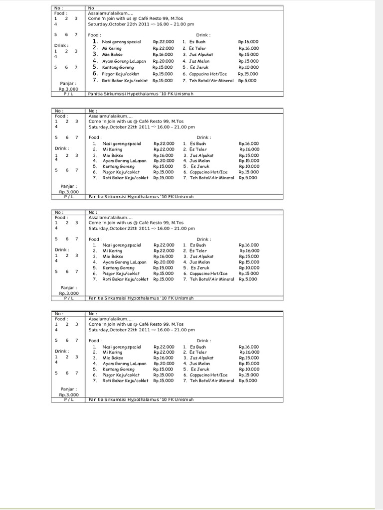 Contoh Kupon Bazar | PDF