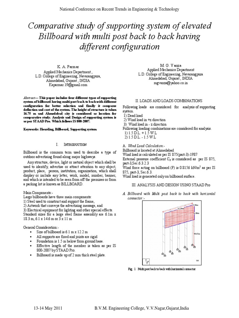 Analysis and Design of Billboards PDF | PDF | Billboard | Engineering