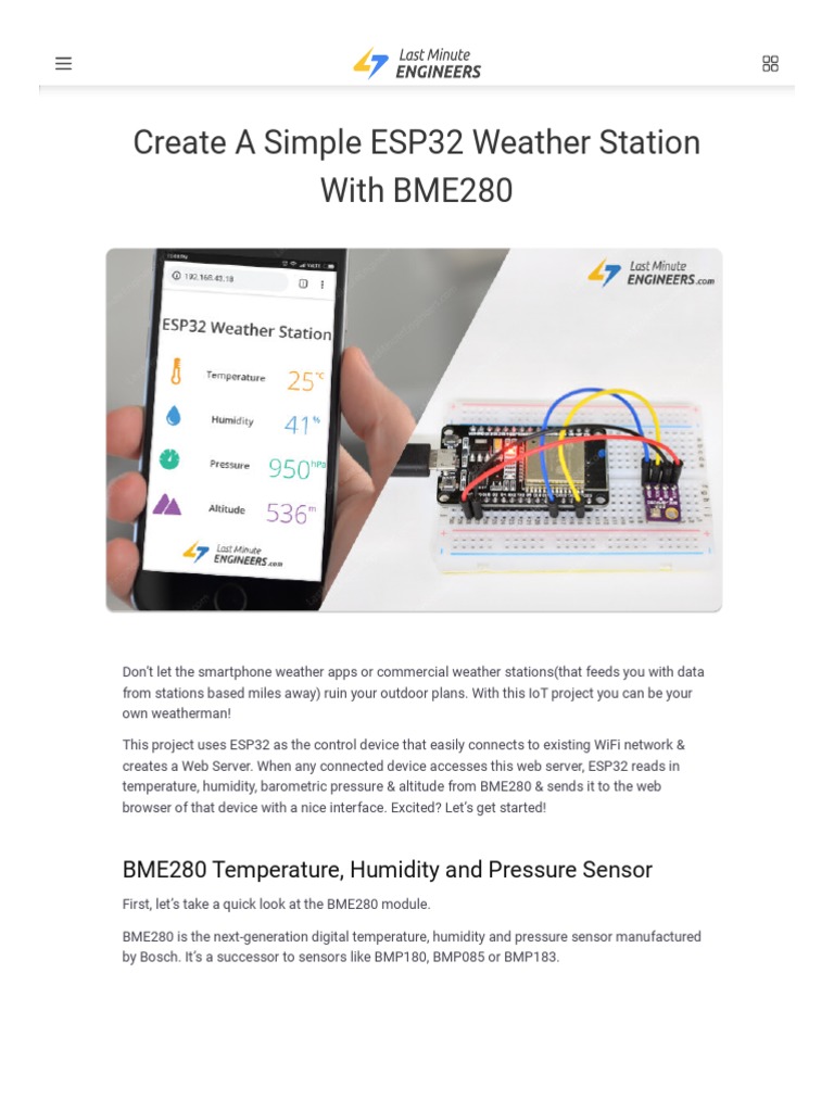 Esp32 Weather Station With Bm280 Pdf Web Server Internet Web