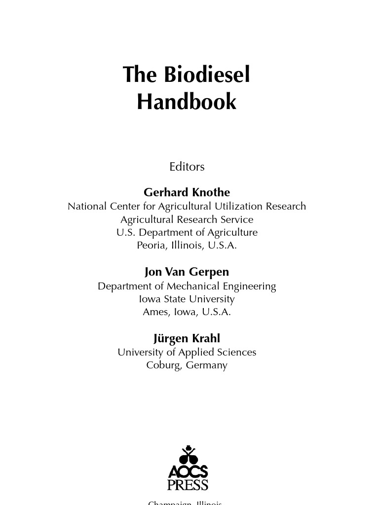 Biodiesel Handbook | PDF | Biodiesel | Vegetable Oil
