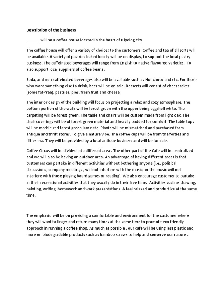 Business Plan Description | PDF