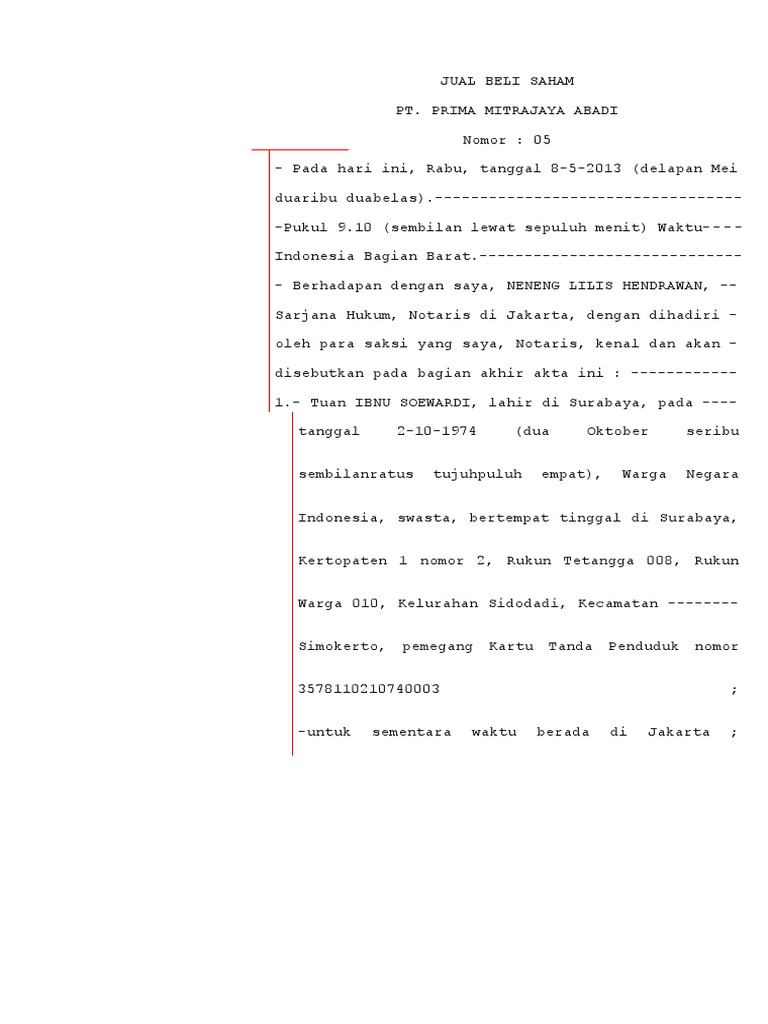 Akta Jual Beli Saham | PDF