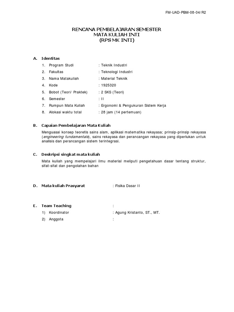 RPS Material Teknik | PDF