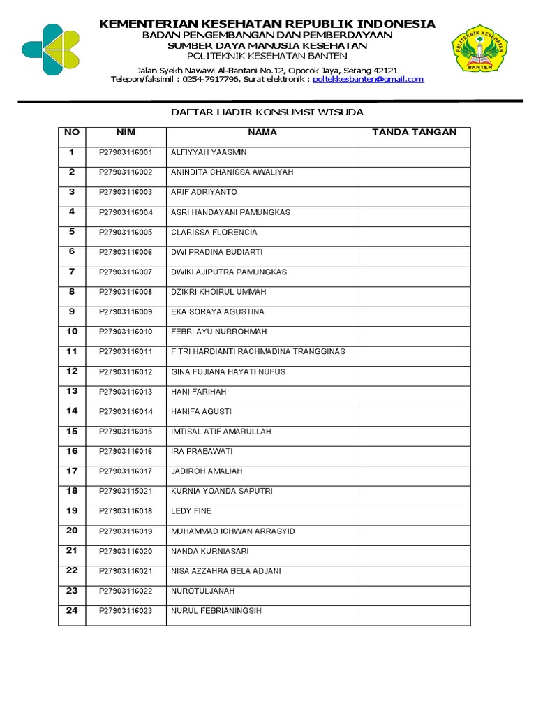 Absen Konsumsi Wisuda 2019 | PDF