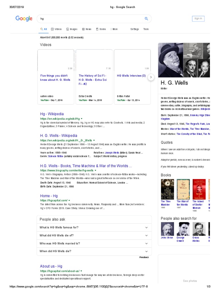 HG - Google Search | PDF | H. G. Wells | Science Fiction