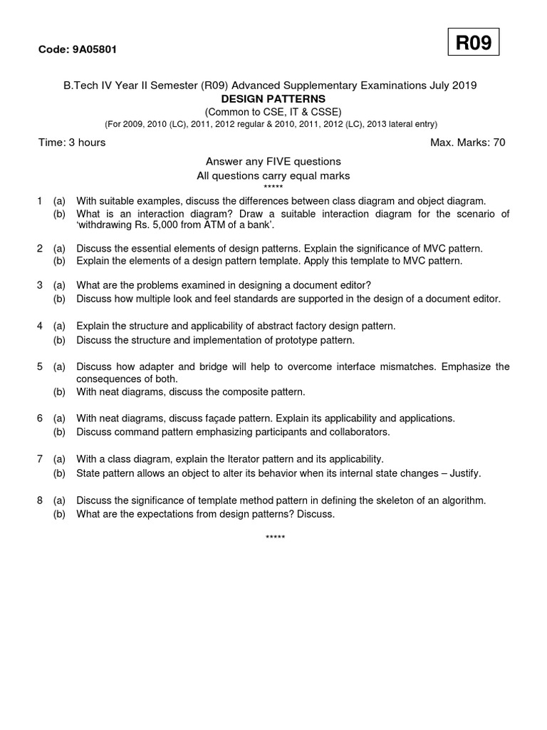 Design Patterns Exam Questions | PDF