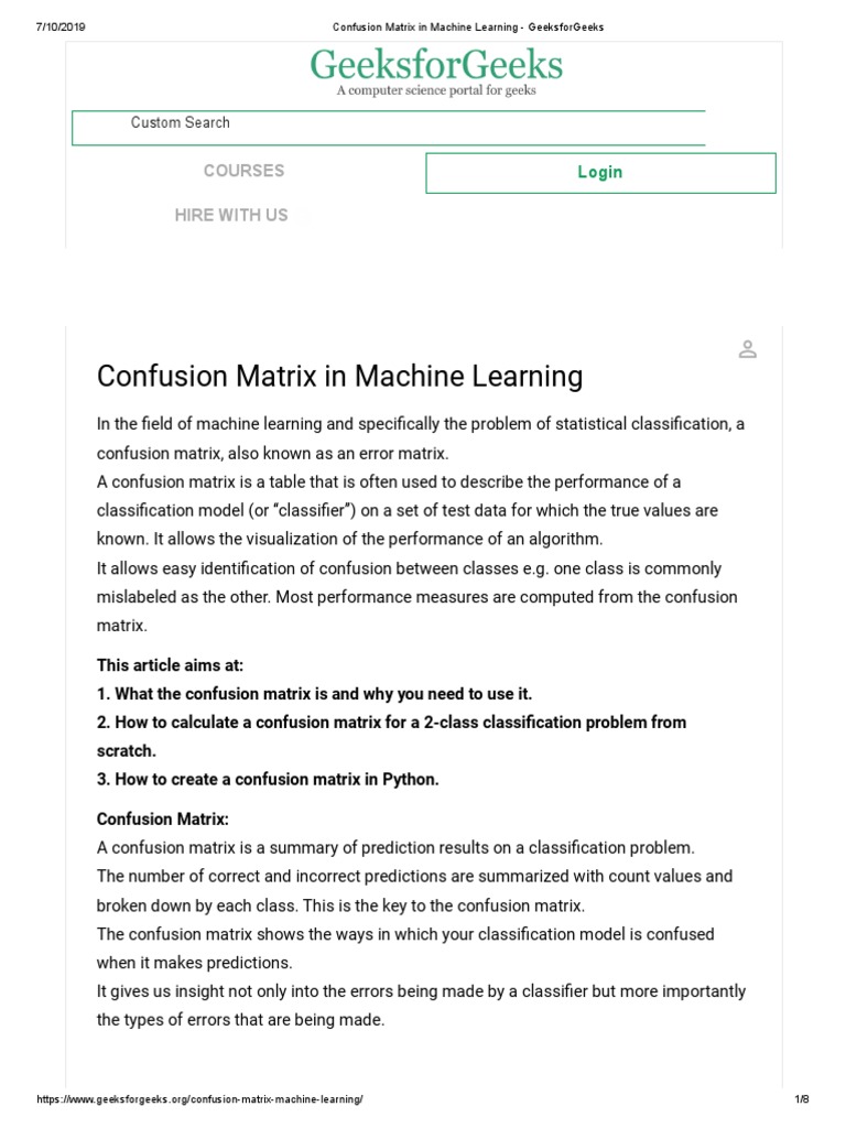 Confusion Matrix in Machine Learning | PDF | Accuracy And Precision ...
