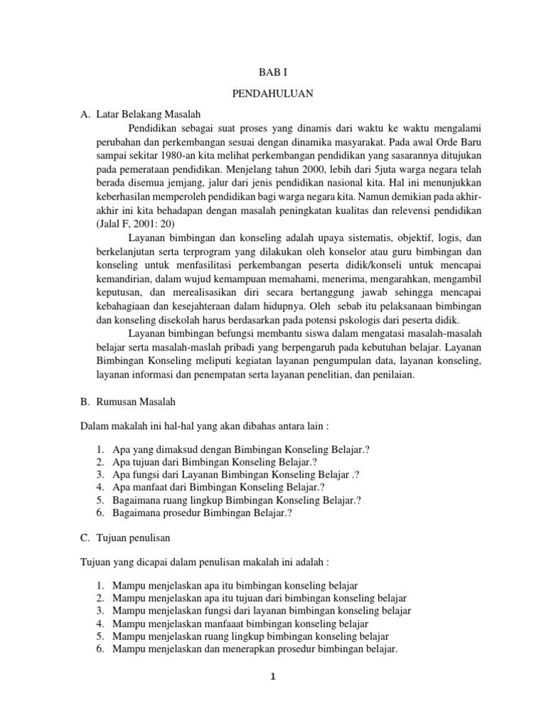 Makalah Bimbingan Konseling "Belajar" | PDF