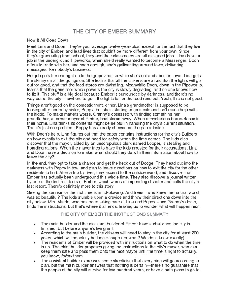 The City of Ember Summary | PDF | Nature