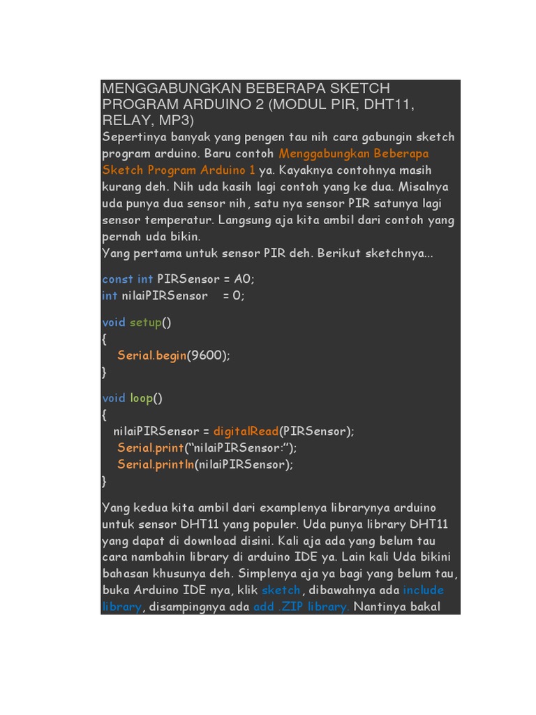 Menggabungkan Sketch Arduino Sensor | PDF