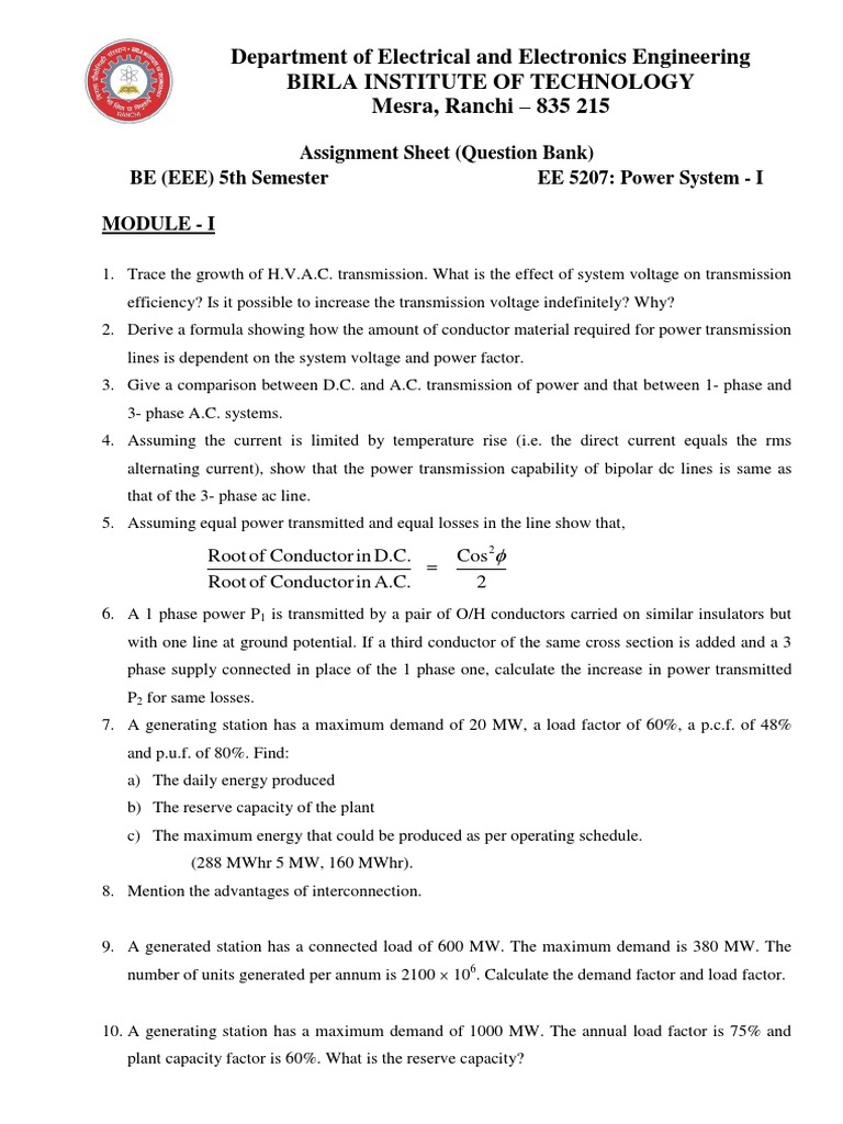 Power Systems Assignment Guide | PDF | Electric Power Transmission ...