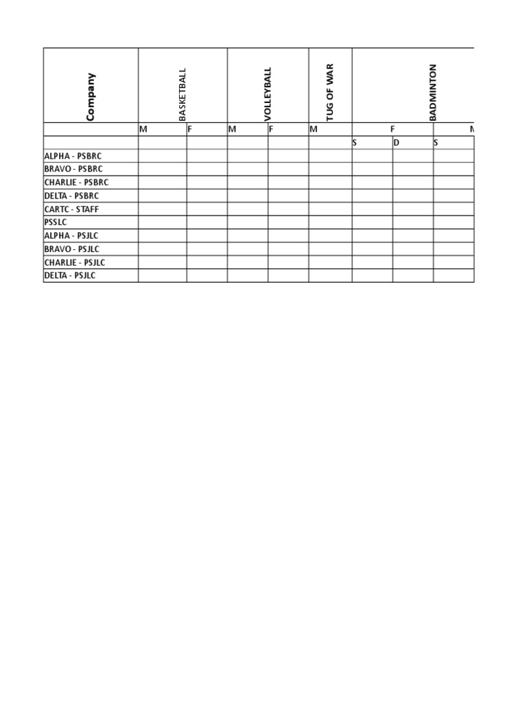 Sport Fest Tally Sheet | PDF | Sports | Leisure