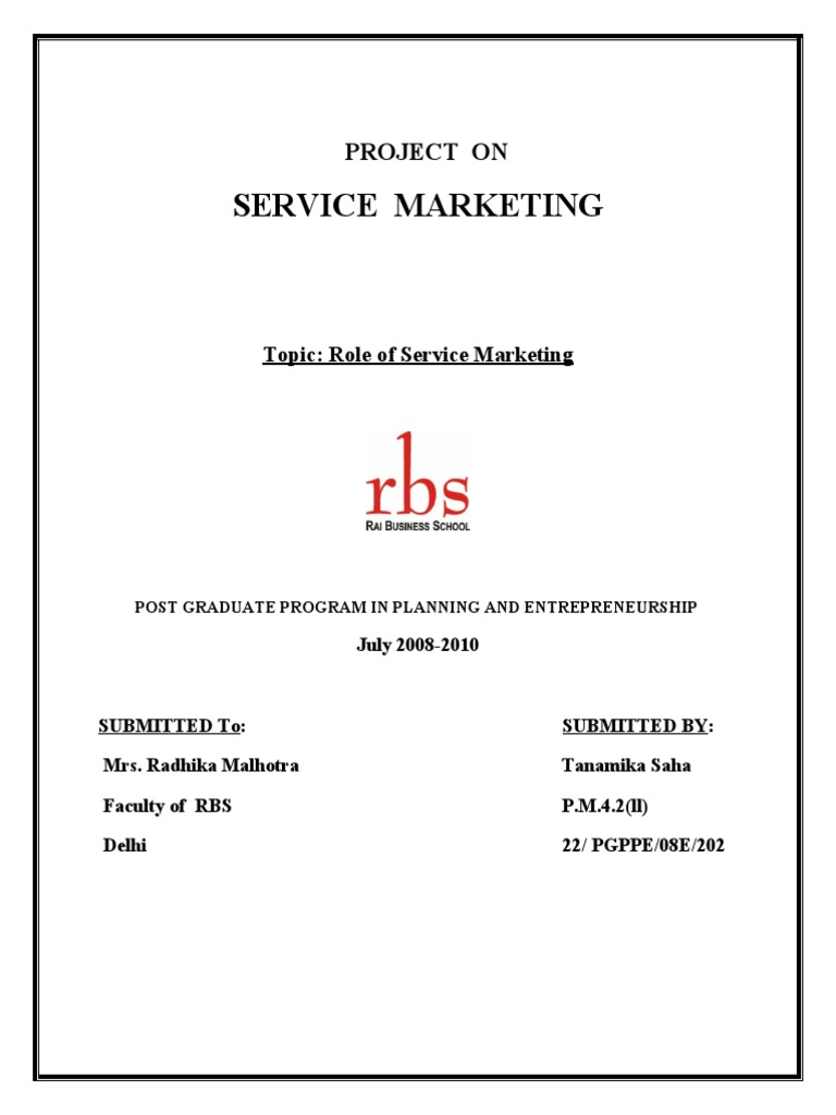 Project On SErvice | PDF | Marketing | Customer
