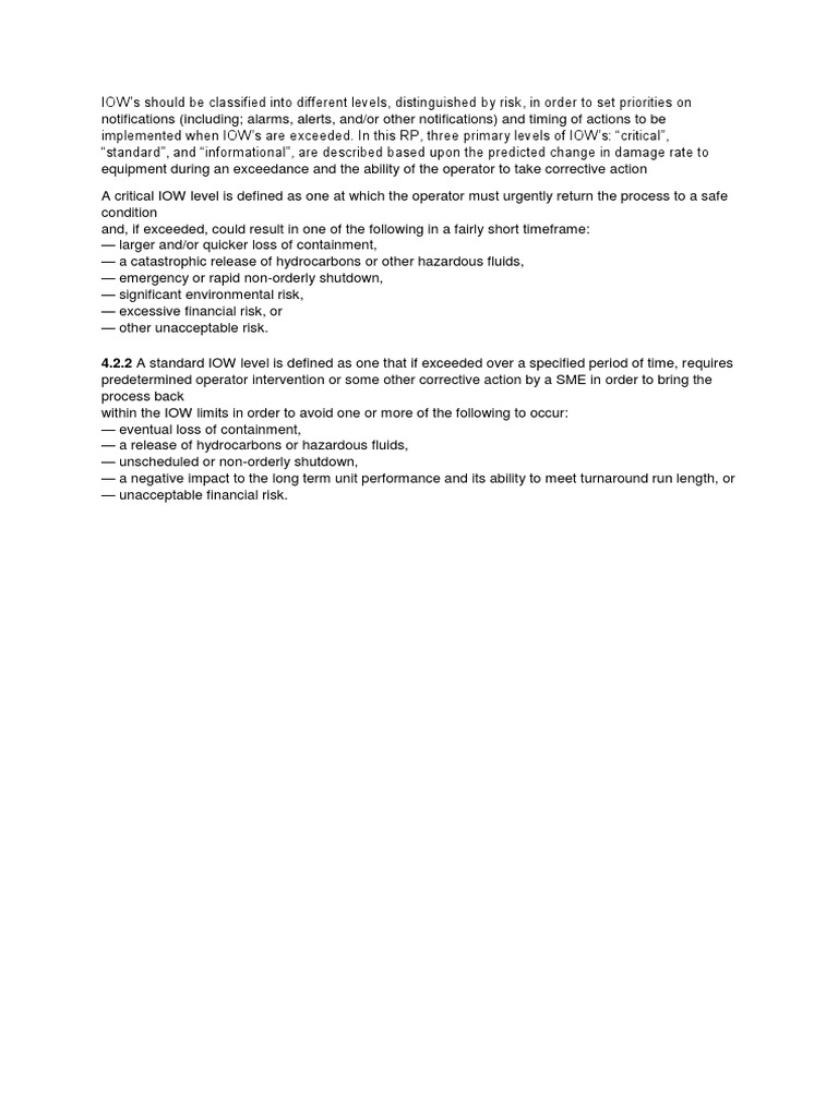 4.2.2 A Standard IOW Level Is Defined As One That If Exceeded Over A ...