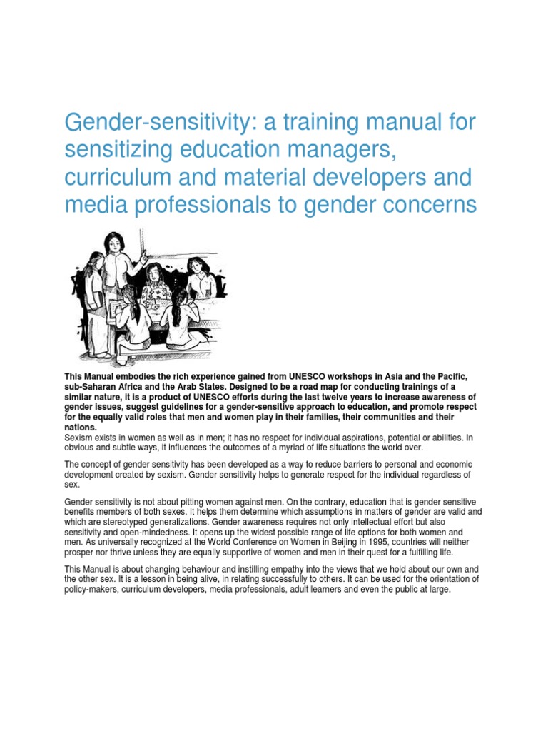 Gender-Sensitivity: A Training Manual For Sensitizing Education ...