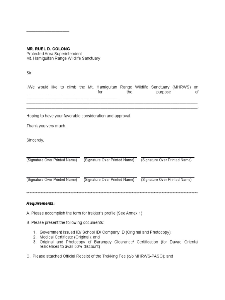 Mr. Ruel D. Colong: (Signature Over Printed Name) (Signature Over ...