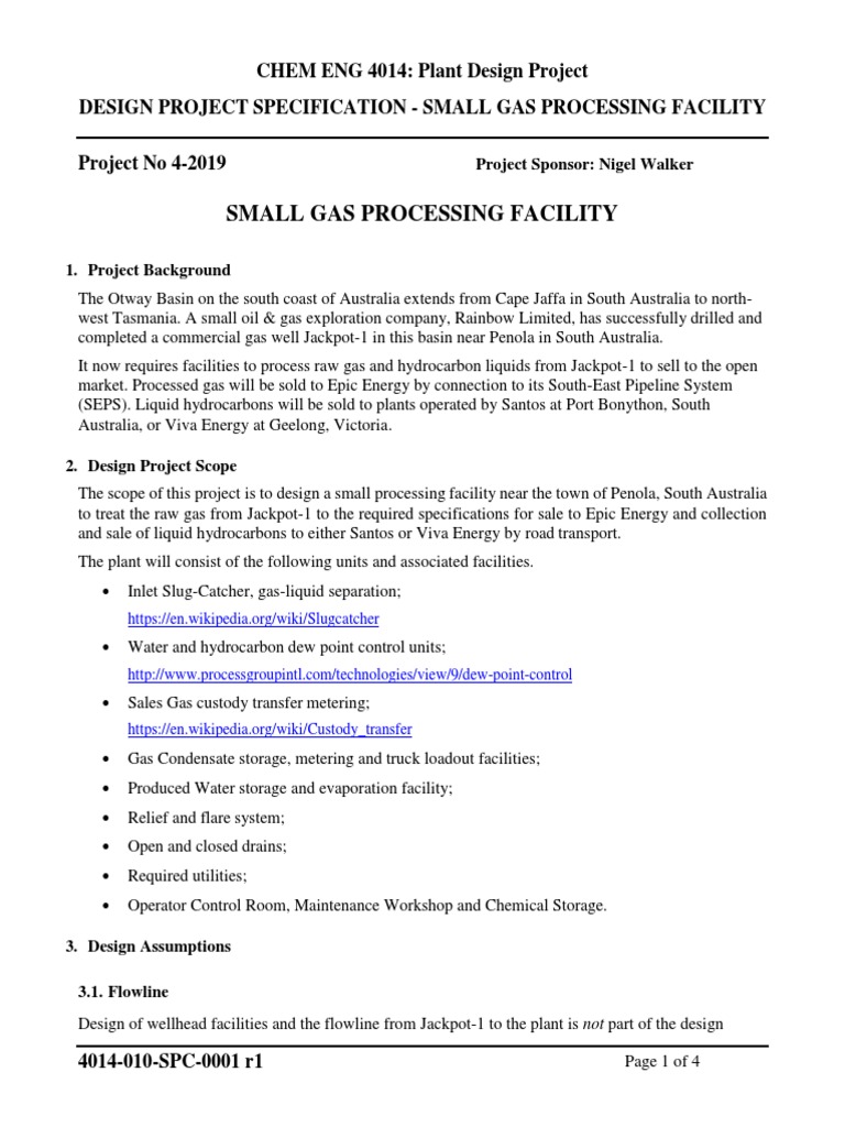 Small Gas Processing Facility | PDF | Water | Gases