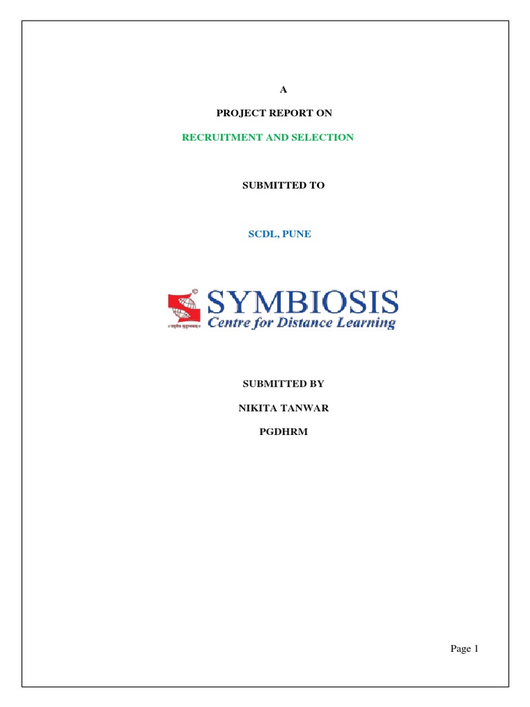 SCDL PGDHRM Projec Repent On Recruitment and Selection | PDF | Recruitment | Employment