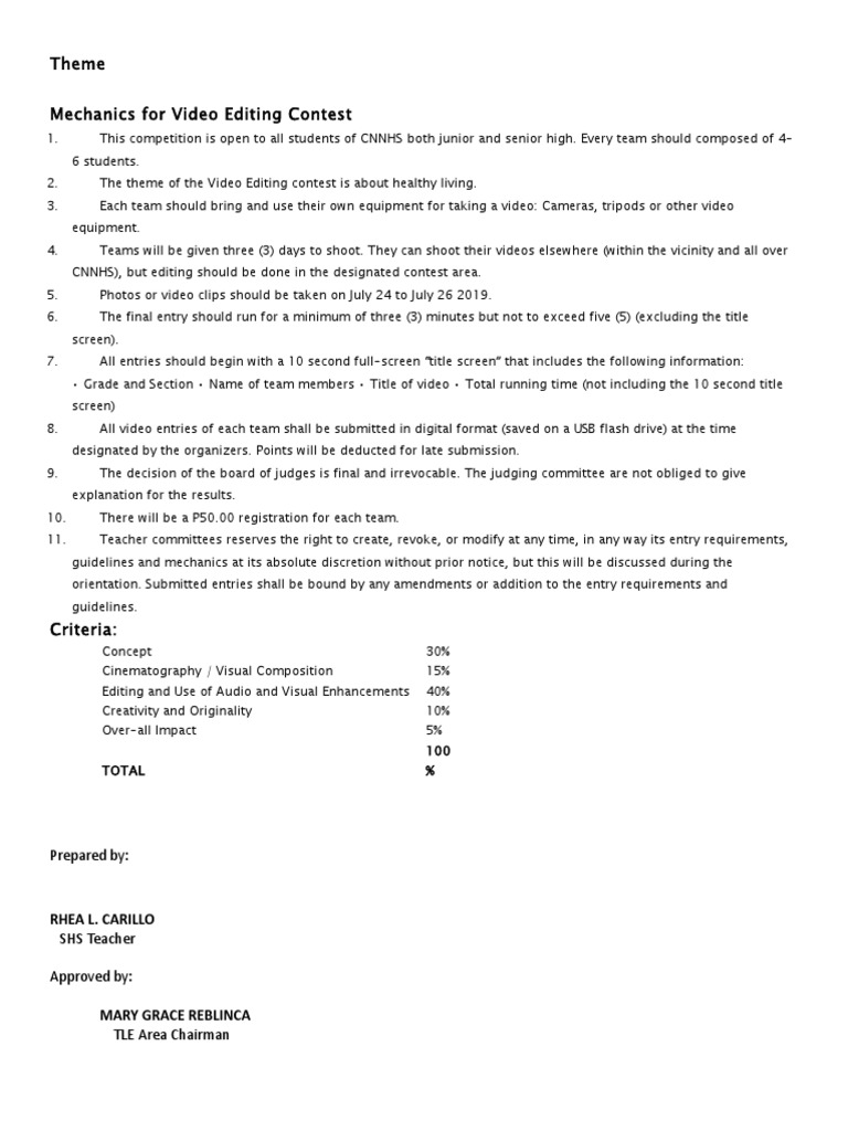 Mechanics and Criteria For Judging | PDF