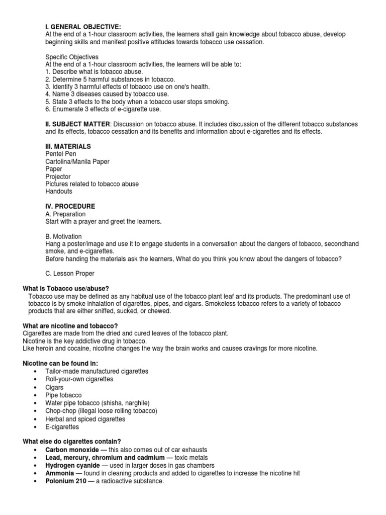 POT Lesson Plan | Download Free PDF | Electronic Cigarette | Cigarette
