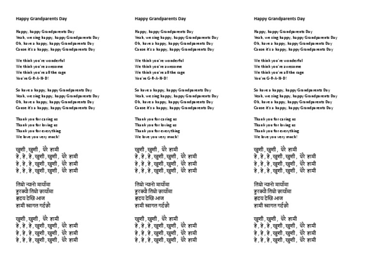 Grandparents Day Song | PDF