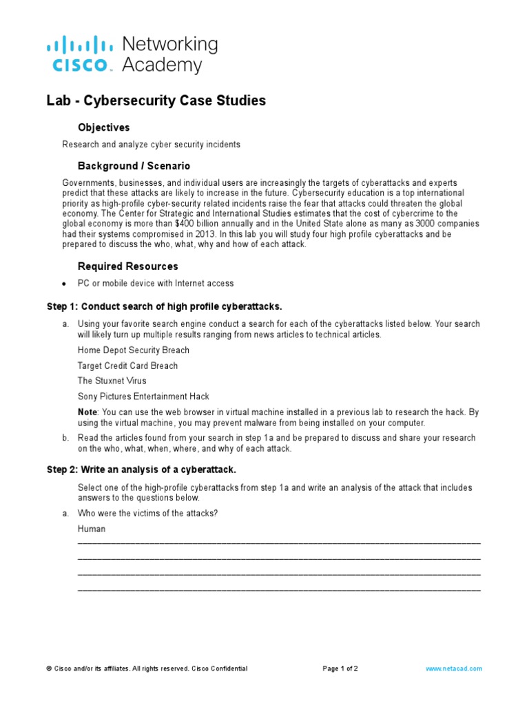 Cybersecurity Case Studies Lab | PDF | Computer Security | Security