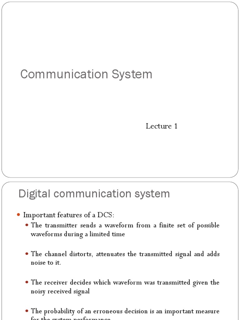 Slides 1 | PDF | Distortion | Communications System
