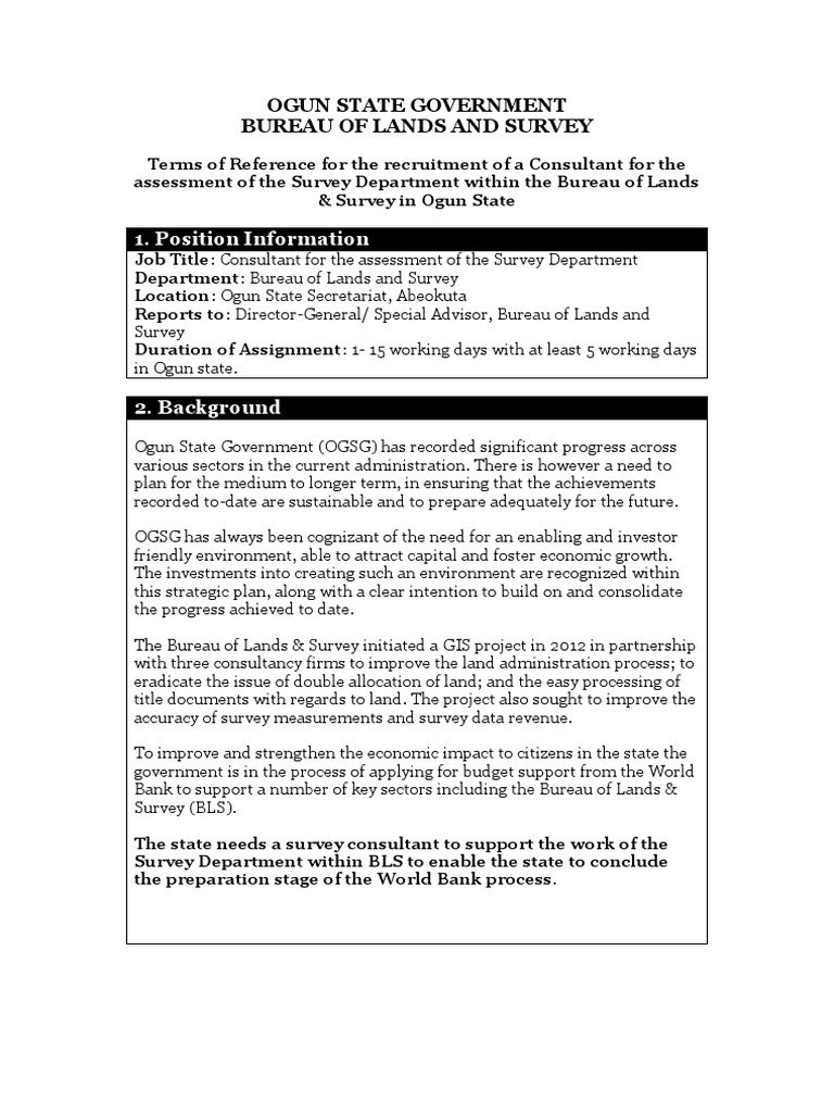 Survey-Consultant ToR WB | PDF | Surveying | Economies
