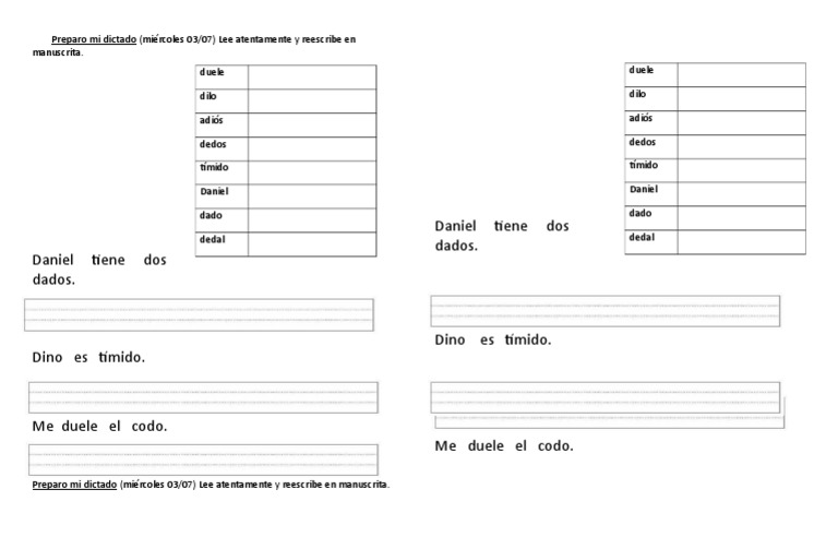 Dictado Letra D | PDF
