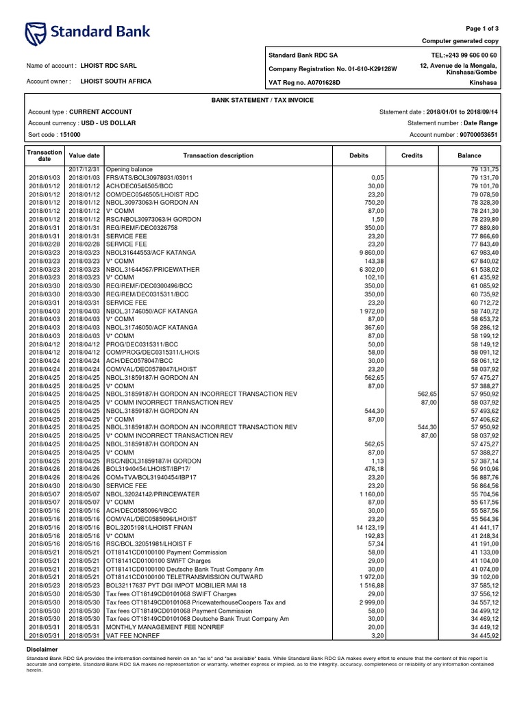 Bol Statement As at 14 Sepetember 2018 | PDF | Debits And Credits ...