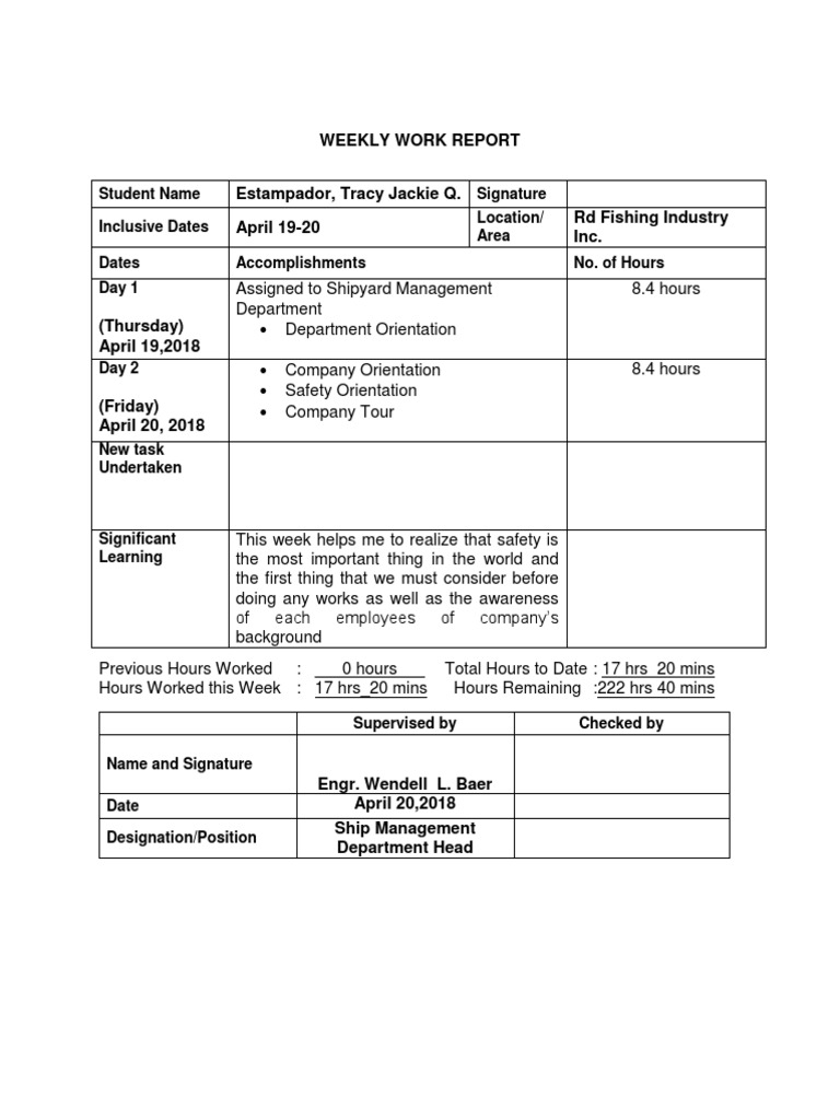 Weekly Work Report: Tracy Estampador | PDF | Electronics ...