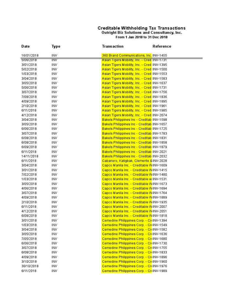 Creditable Withholding Tax Transactions: Outright Biz Solutions and ...