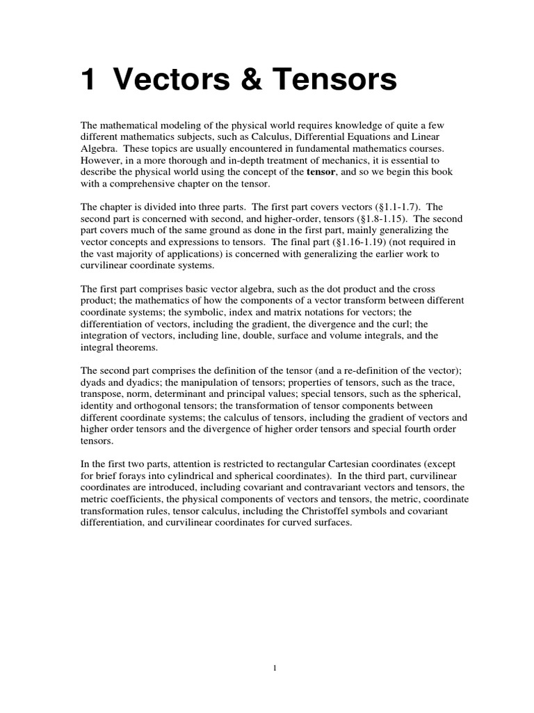 Vectors Tensors Complete | PDF | Tensor | Euclidean Vector