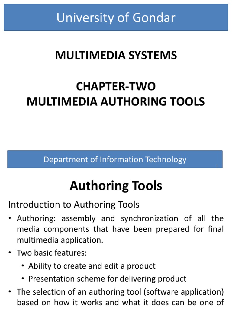 University of Gondar: Multimedia Systems Chapter-Two Multimedia ...