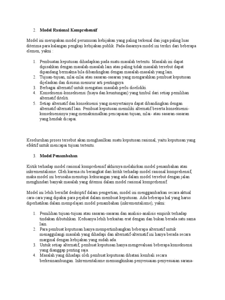 Model Rasional Komprehensif | PDF | Karier & Perkembangan | Bisnis