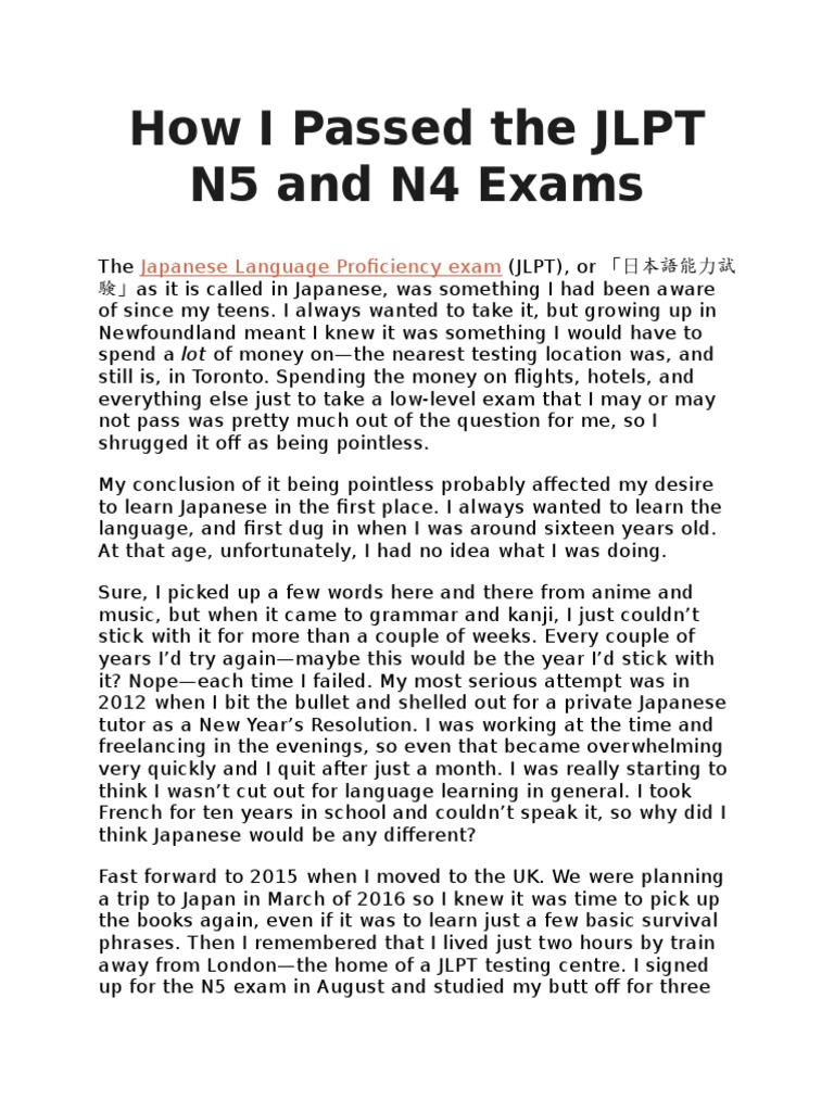 How I Passed The JLPT N5 and N4 Exams: Japanese Language Proficiency ...