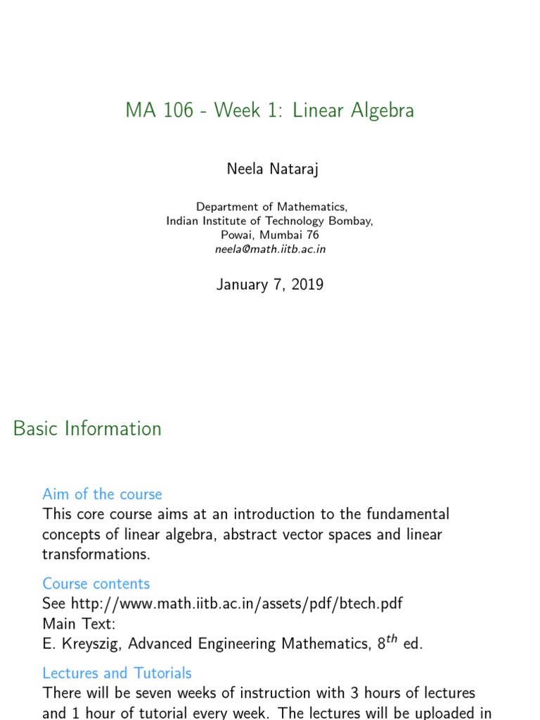Week1 2019 Moodle | PDF | Matrix (Mathematics) | System Of Linear Equations