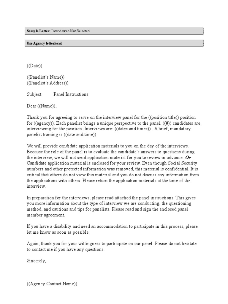 Panelists Letter | PDF