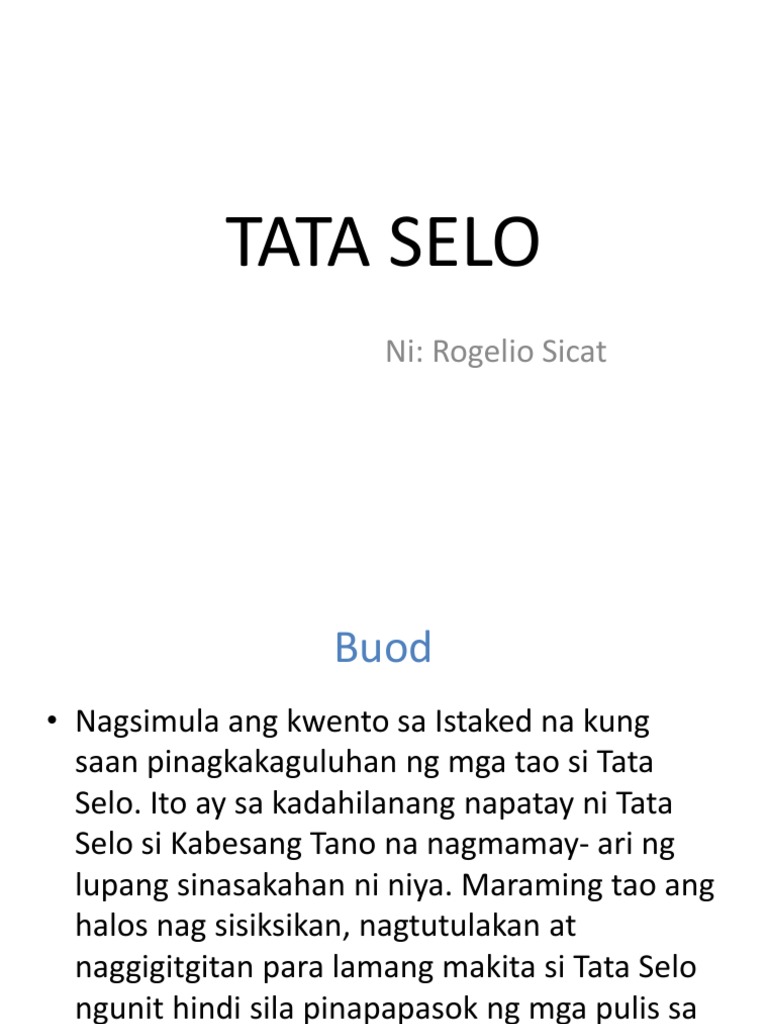 TATA SELO Buod | PDF