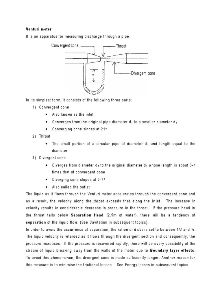 Venturi Meter Handout-1 | PDF | Pressure Measurement | Statistical ...