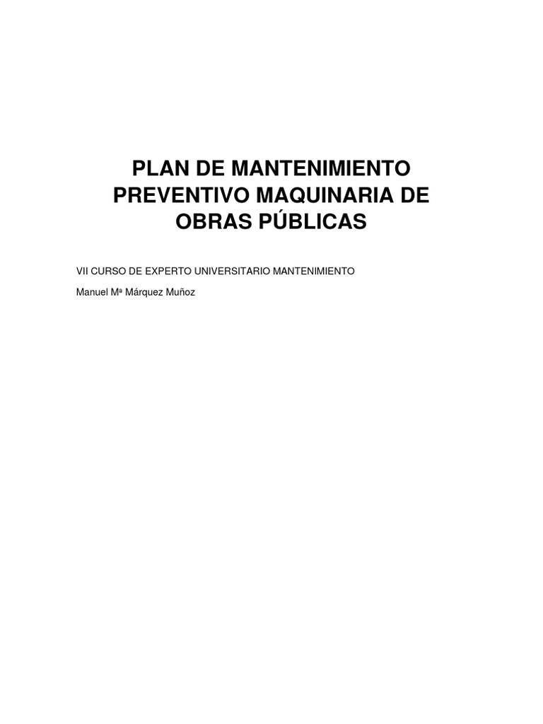 Curso Experto Mantenimiento-Plan de Mantenimiento Maquinaria Obra Civil ...