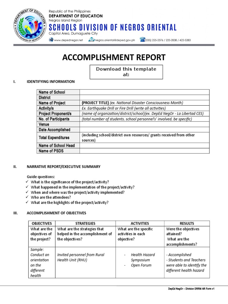 Accomplishment Report: Download This Template at | PDF | Business