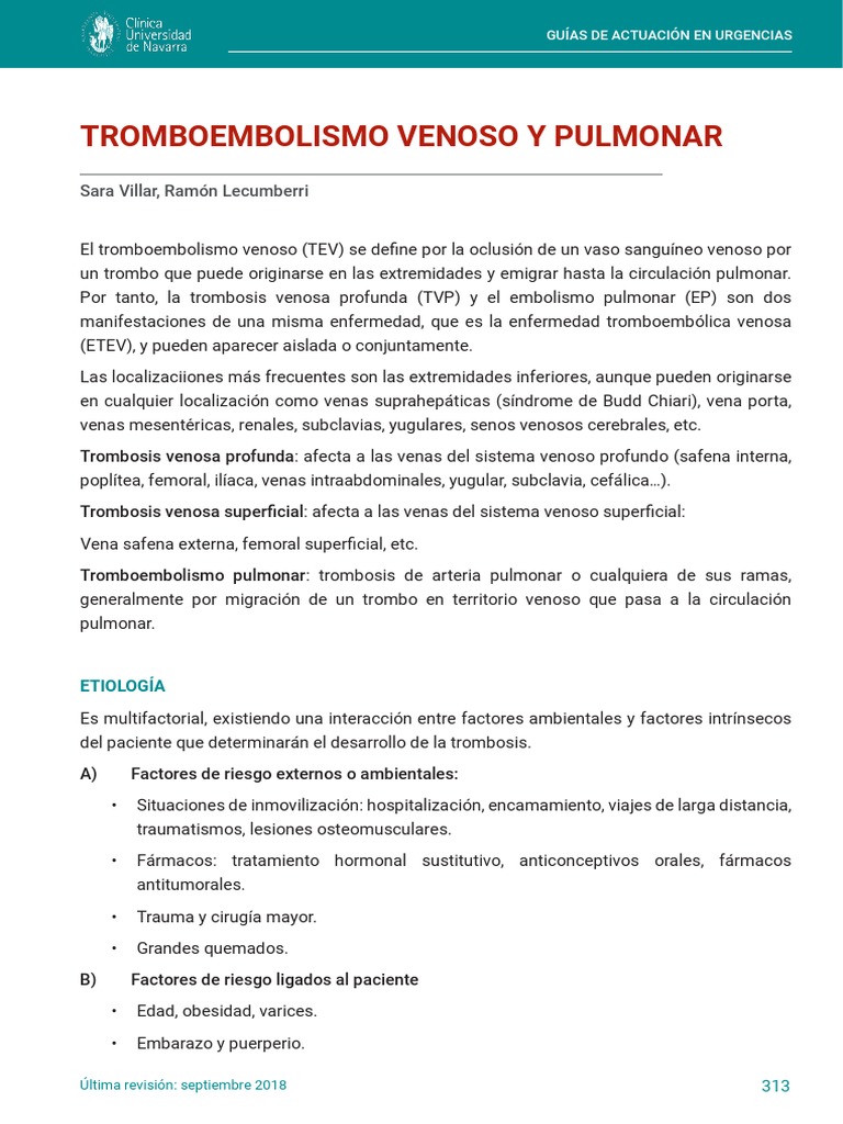 Guia Actuacion Tev | PDF | Trombo | Sangre