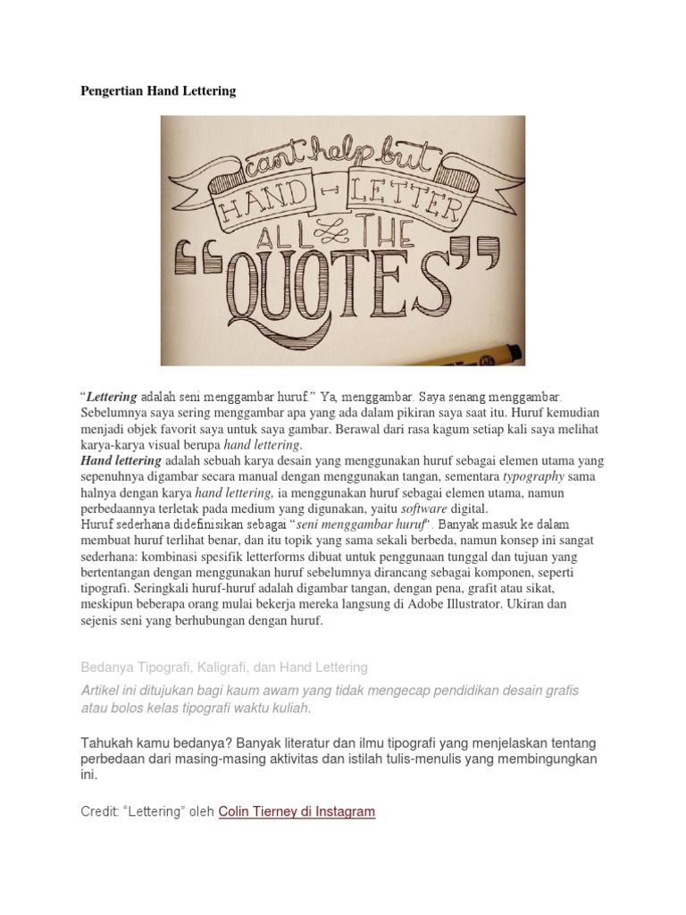 Pengertian Hand Lettering | PDF