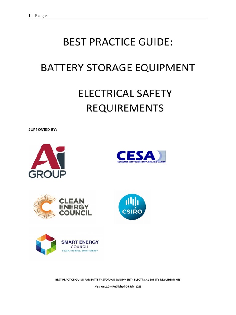 Best Practice Guide: Battery Storage Equipment Electrical Safety ...