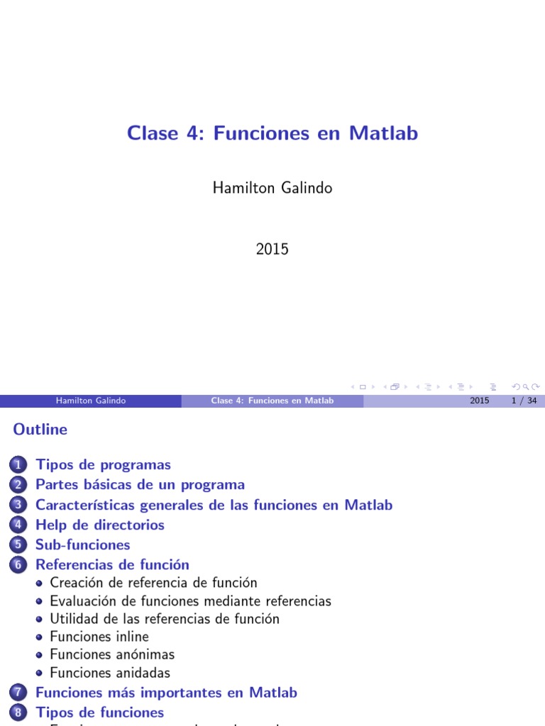 Funciones en Matlab | PDF | Matriz (Matemáticas) | Álgebra