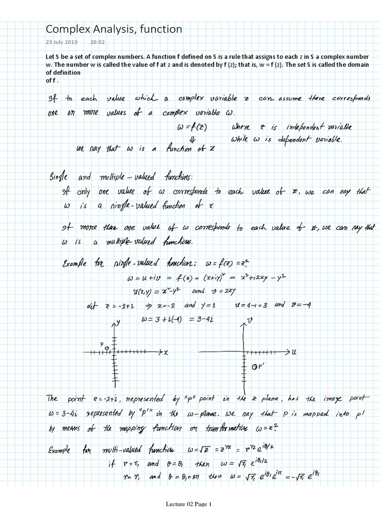 Complex Analysis, Function: 23 July 2019 20:02 | PDF | Complex Number ...