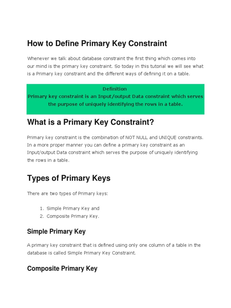 Constraint | PDF | Relational Database | Database Index